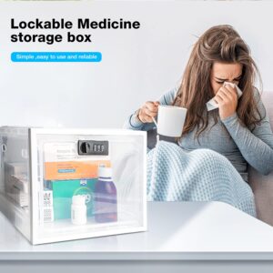 SANIDIKA Large Lockbox Medicine Lock Box - Refrigerator Lockable Boxes for Food Storage - Childproof First AID Locking Cabinet Pill Case Medical Organizer Bin - Ipad Tablet Locker Cell Phone Jail