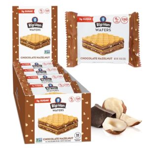 rip van chocolate hazelnut wafer cookies - keto - non-gmo - healthy snacks - low carb & low sugar (2g) - low calorie - vegan - 16 count