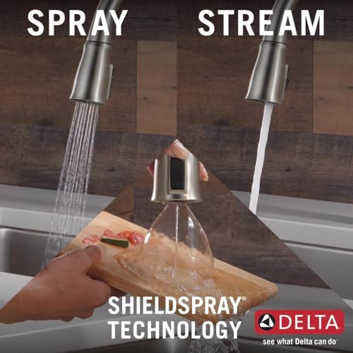 Delta Faucet Ophelia Brushed Nickel Kitchen Faucet with Pull Down Sprayer, Kitchen Sink Faucet, Faucet for Kitchen Sink, Magnetic Docking, SpotShield Stainless 19888Z-SP-DST