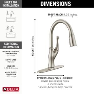 Delta Faucet Ophelia Brushed Nickel Kitchen Faucet with Pull Down Sprayer, Kitchen Sink Faucet, Faucet for Kitchen Sink, Magnetic Docking, SpotShield Stainless 19888Z-SP-DST