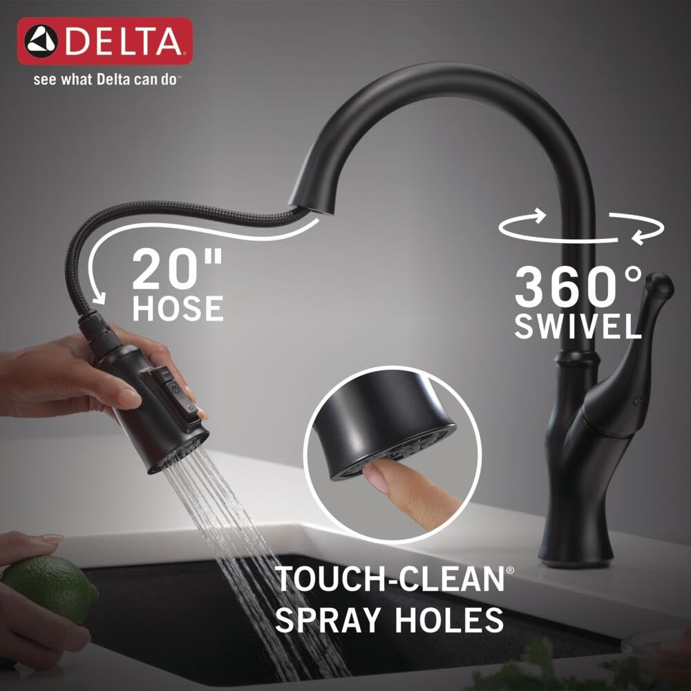 Delta Faucet Ophelia Matte Black Kitchen Faucet Black, Kitchen Faucets with Pull Down Sprayer, Kitchen Sink Faucet, Faucet for Kitchen Sink, Magnetic Docking Spray Head, Matte Black 19888Z-BL-DST