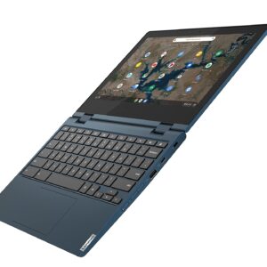 Lenovo Chromebook Flex 3 11.6" HD Touchscreen 2-in-1 Laptop Computer PC, Intel Celeron N4020, 4GB DDR4, 32GB eMMC, Intel UHD 600, 802.11ac, Bluetooth, Webcam, Chrome OS, Blue, 64GB ABYS MicroSD Card