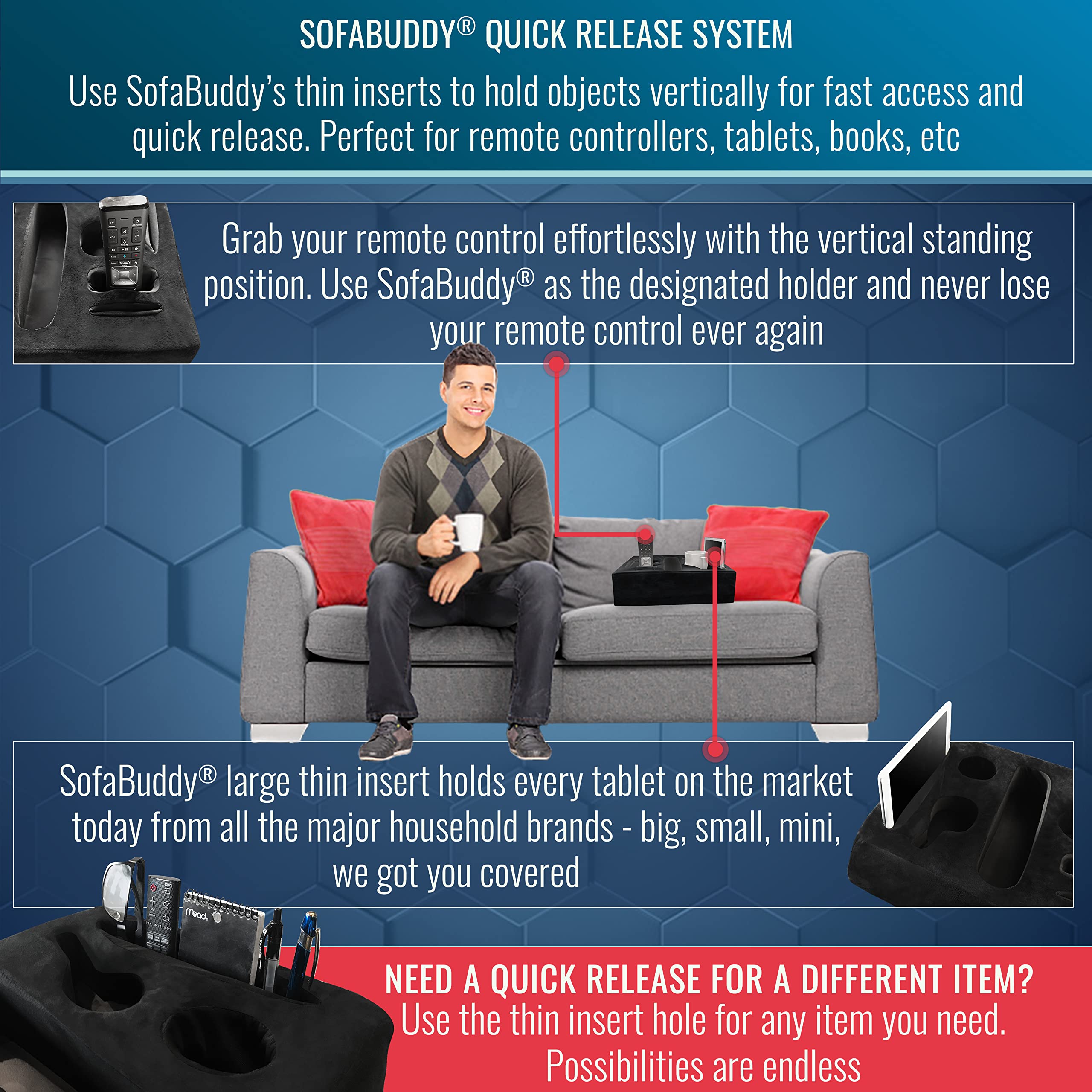 Sofa Buddy - Convenient Couch cup holder, couch caddy, sofa cup holder. The perfect couch accessory