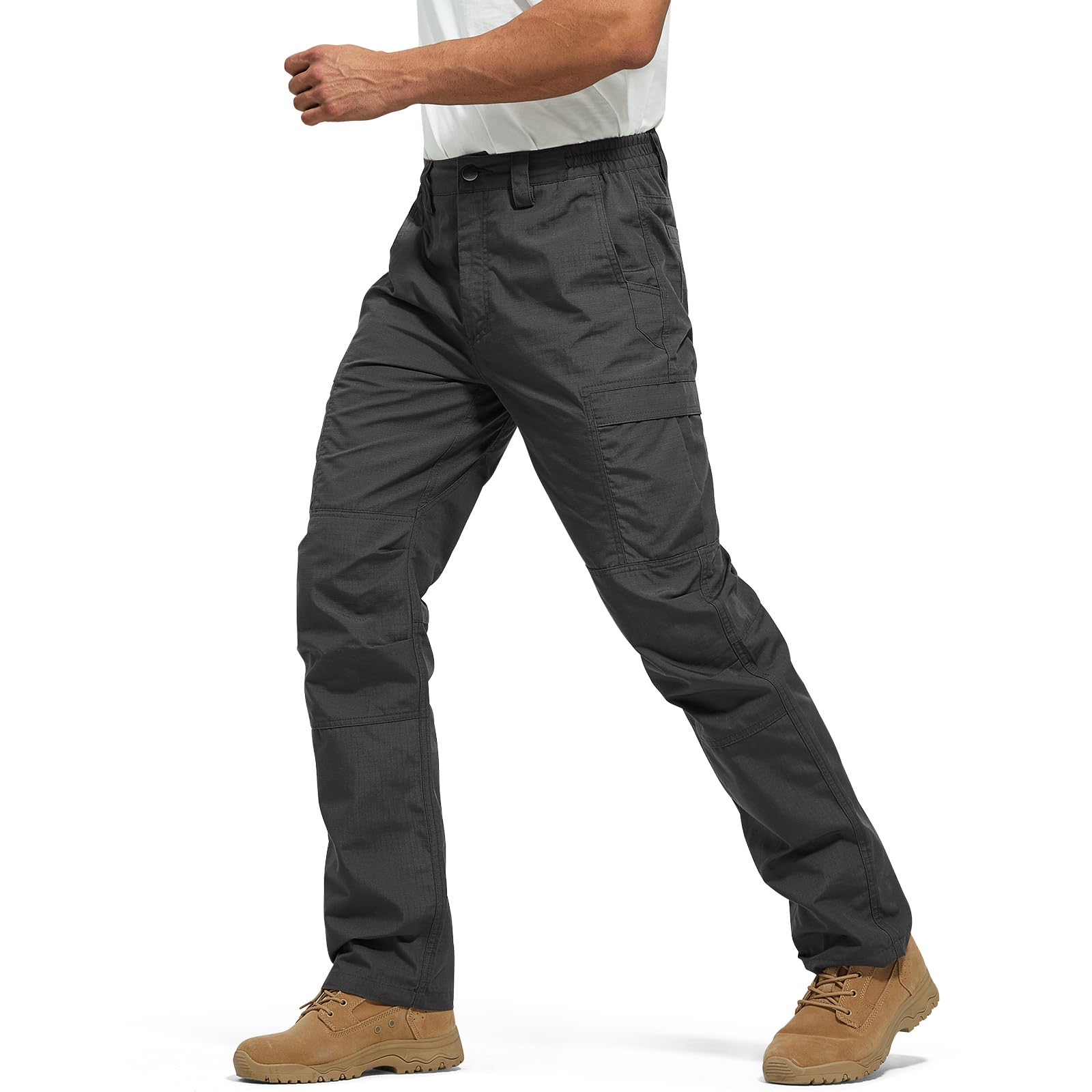 FREE SOLDIER Men's Water Resistant Pants Relaxed Fit Tactical Combat Army Cargo Work Pants with Multi Pocket (Classic Gray, 34W/30L)