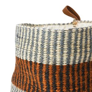 Main + Mesa Woven Jute Baskets with Liner, Rust Striped, Set of 2 Sizes