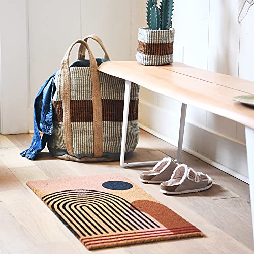 Main + Mesa Woven Jute Baskets with Liner, Rust Striped, Set of 2 Sizes