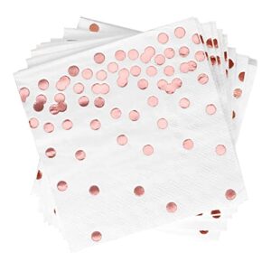 100-pack rose gold paper cocktail napkins for party, 3 ply luxury beverage napkins for parties, events and family gatherings folded 5 x 5 inches (rose)