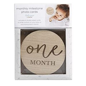 Little Pear Wooden Milestone Photo Cards, Baby Announcement Cards, Double Sided Photo Prop Monthly Milestone Discs, Pregnancy Journey Milestone Markers, 1-12 Months, Light Wood