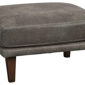 Signature Design by Ashley Arroyo Mid Century Modern Faux Leather Ottoman, Dark Gray