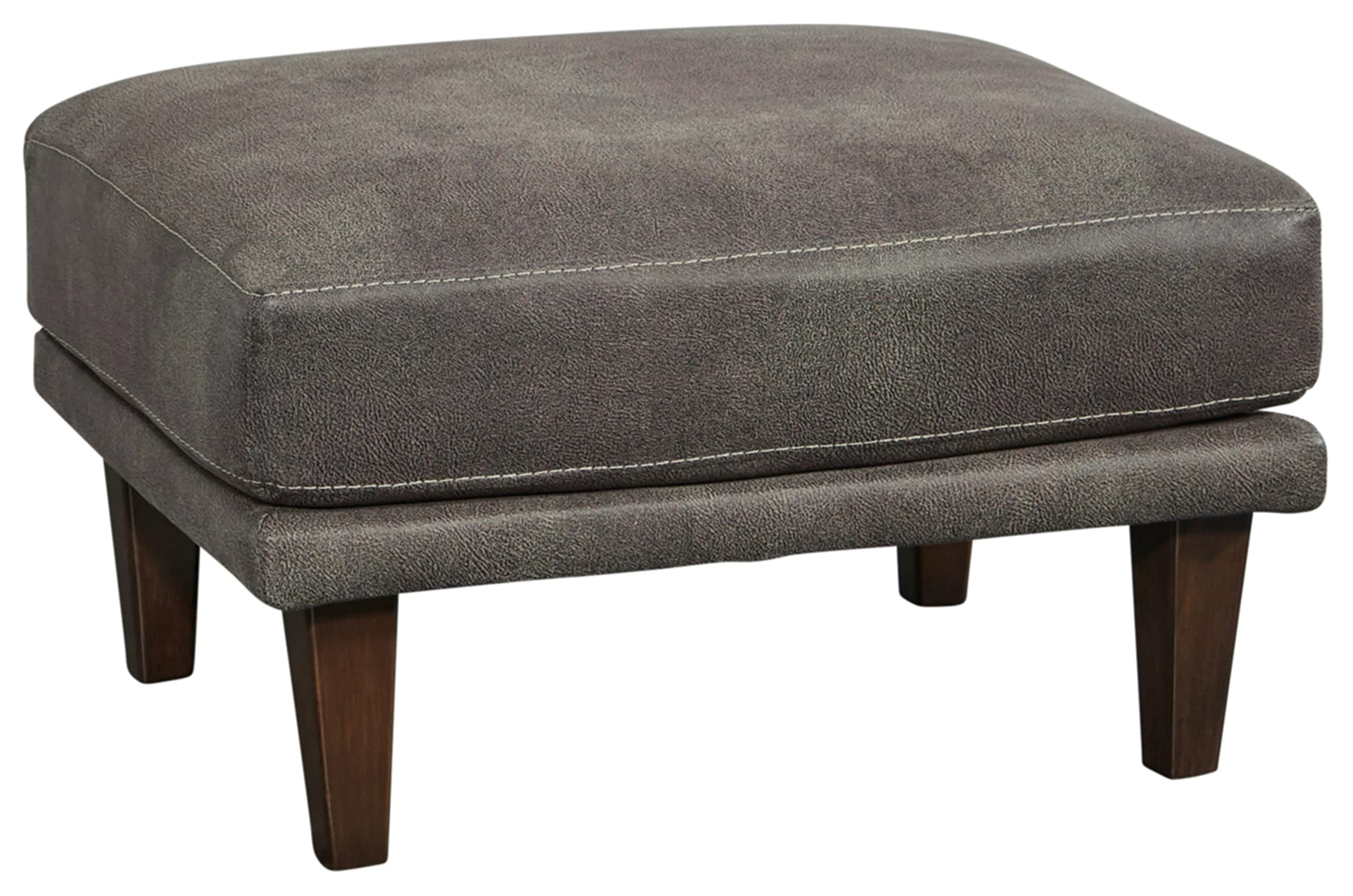 Signature Design by Ashley Arroyo Mid Century Modern Faux Leather Ottoman, Dark Gray