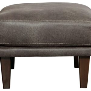 Signature Design by Ashley Arroyo Mid Century Modern Faux Leather Ottoman, Dark Gray