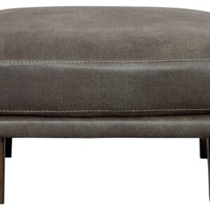 Signature Design by Ashley Arroyo Mid Century Modern Faux Leather Ottoman, Dark Gray