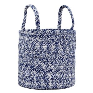 Super Area Rugs Farmhouse Plant Basket/Planter Multi Purpose Open Top Bin with Handles, Cotton Rope Basket, 8-inch, 10-inch and 12-inch Blue & White