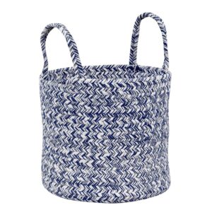 Super Area Rugs Farmhouse Plant Basket/Planter Multi Purpose Open Top Bin with Handles, Cotton Rope Basket, 8-inch, 10-inch and 12-inch Blue & White