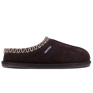 Nautica Men's Slipper Backless Faux Fur Warm Slip-On Indoor Outdoor Shoe-Briggs Mens-Chocolate Size-10