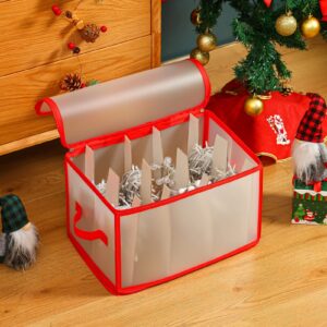 Phedrew Plastic Christmas Light Storage Box with 4 Cardboard Wraps and Dual Zipppered Closure Xmas Holiday Light Bulbs Storage Containers Christmas Light Storage Bins Organizers (1)