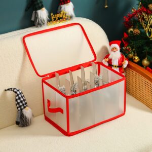 Phedrew Plastic Christmas Light Storage Box with 4 Cardboard Wraps and Dual Zipppered Closure Xmas Holiday Light Bulbs Storage Containers Christmas Light Storage Bins Organizers (1)