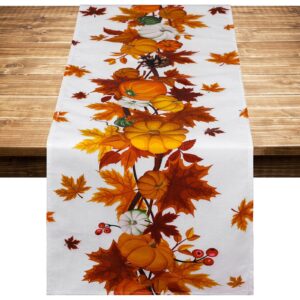 ruisita thanksgiving table runner 73 x 12 inches fall maple leaves pumpkin table cloth runner polycotton autumn harvest tablerunners for thanksgiving parties decoration fall wedding decorations