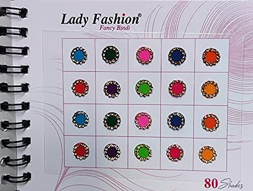 ATCUSA Lady Fashion Premium Spiral Book Round Multicolored Bindi with Crystals - Temporary Tattoo/Body Art/Jewel - Various Sizes 8mm - 80 Bindis