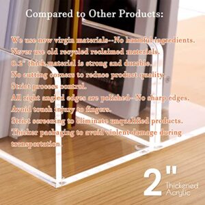 HeZone Magazine Holder, Clear Acrylic Desk Organizers, File Organizer for Desk, Magazine Rack- Desktop Book Storage -Independent Vertical 1 Space-2 Pack