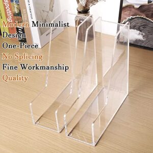 HeZone Magazine Holder, Clear Acrylic Desk Organizers, File Organizer for Desk, Magazine Rack- Desktop Book Storage -Independent Vertical 1 Space-2 Pack