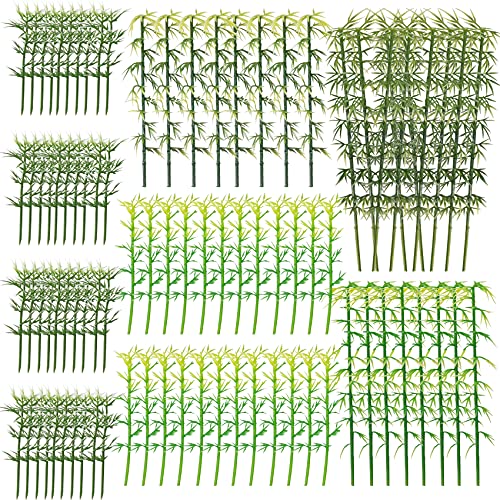 RONYOUNG 100PCS Model Miniature Bamboo Trees Landscape Green Plastic Bamboo Trees 2.3-5.9 inch 4Size Scale 1:75 Scenery Landscape Bamboo Tree Model Artificial Plants