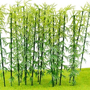 RONYOUNG 100PCS Model Miniature Bamboo Trees Landscape Green Plastic Bamboo Trees 2.3-5.9 inch 4Size Scale 1:75 Scenery Landscape Bamboo Tree Model Artificial Plants