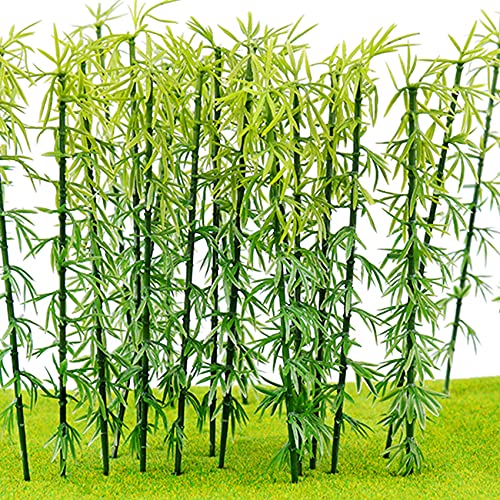 RONYOUNG 100PCS Model Miniature Bamboo Trees Landscape Green Plastic Bamboo Trees 2.3-5.9 inch 4Size Scale 1:75 Scenery Landscape Bamboo Tree Model Artificial Plants