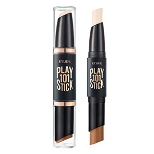 etude play 101 stick contour duo #1 (21ad) | creamy shading and highlighter duo for easy contouring makeup| kbeauty