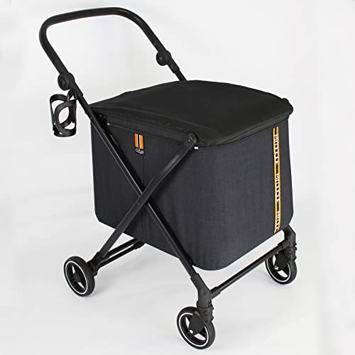 MY DUQUE - MAX Shopping Caddy, Personal Shopping Trolley, Foldable Shopping Trolley on 4 Wheels, Suspension, Height Adjustment Handle, Foot Brake, Cup Holder, Modern Design, Load Capacity up to 25 kg