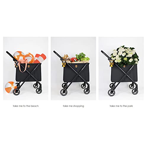 MY DUQUE - MAX Shopping Caddy, Personal Shopping Trolley, Foldable Shopping Trolley on 4 Wheels, Suspension, Height Adjustment Handle, Foot Brake, Cup Holder, Modern Design, Load Capacity up to 25 kg