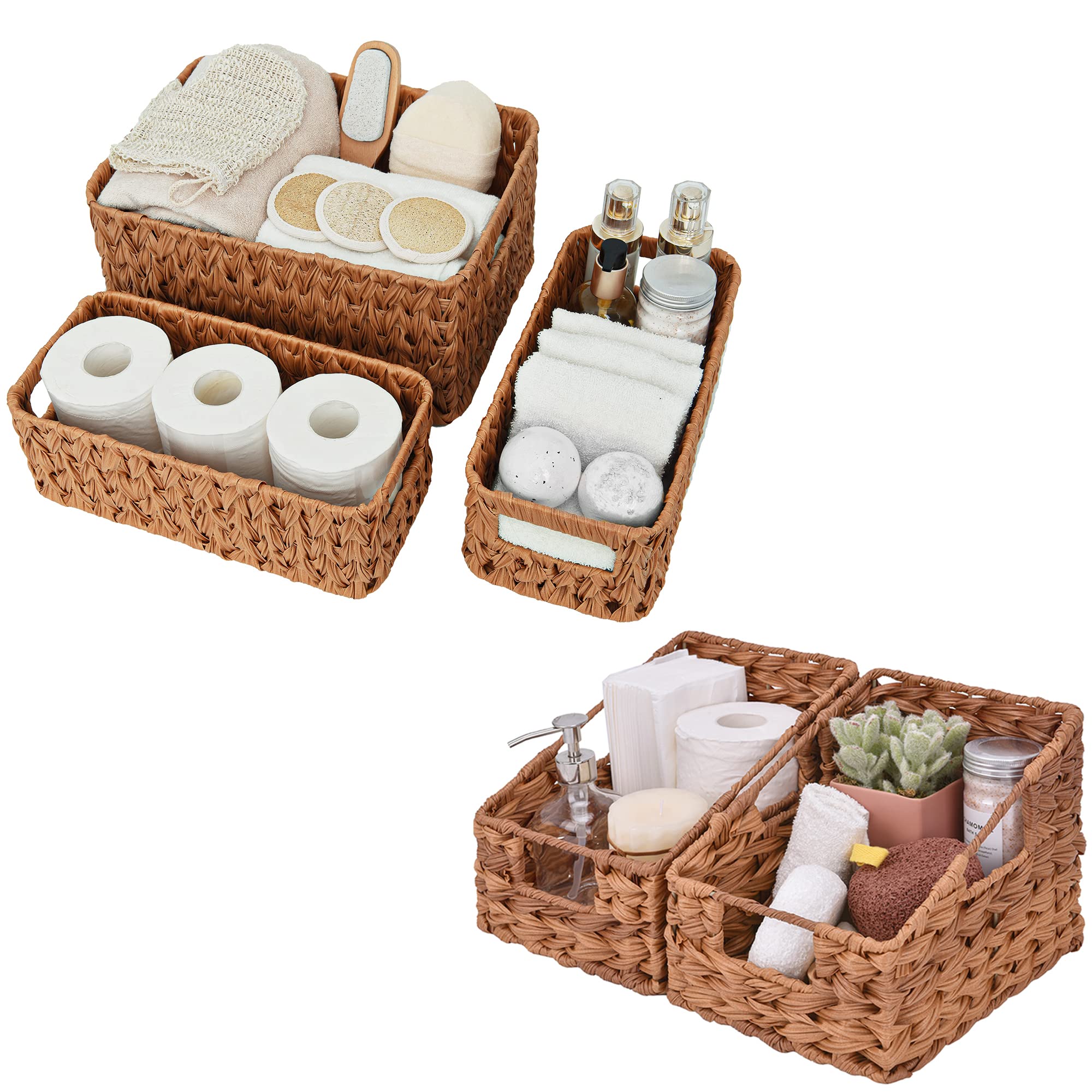 GRANNY SAYS Bundle of 3-Pack Wicker Baskets & 2-Pack Wicker Shelf Baskets