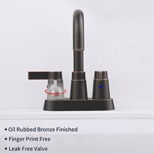 Bathroom Faucet Oil Rubbed Bronze 2 Handle Bathroom Sink Faucet 360 Degree High Arc Swivel Spout Centerset 4 Inch Centerset Bathroom Faucet for RV Bathroom Vanity Lavatory