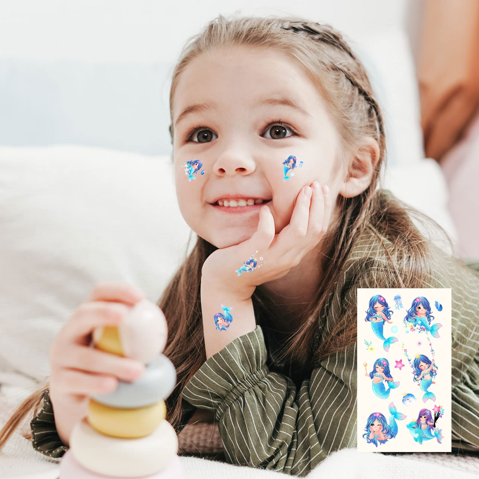 Metker Unicorn, Mermaid (260 PCS) kids waterproof temporary tattoos,children's temporary tattoo toys.Girl face tattoo stickers, girls temporary tattoos