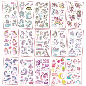 Metker Unicorn, Mermaid (260 PCS) kids waterproof temporary tattoos,children's temporary tattoo toys.Girl face tattoo stickers, girls temporary tattoos