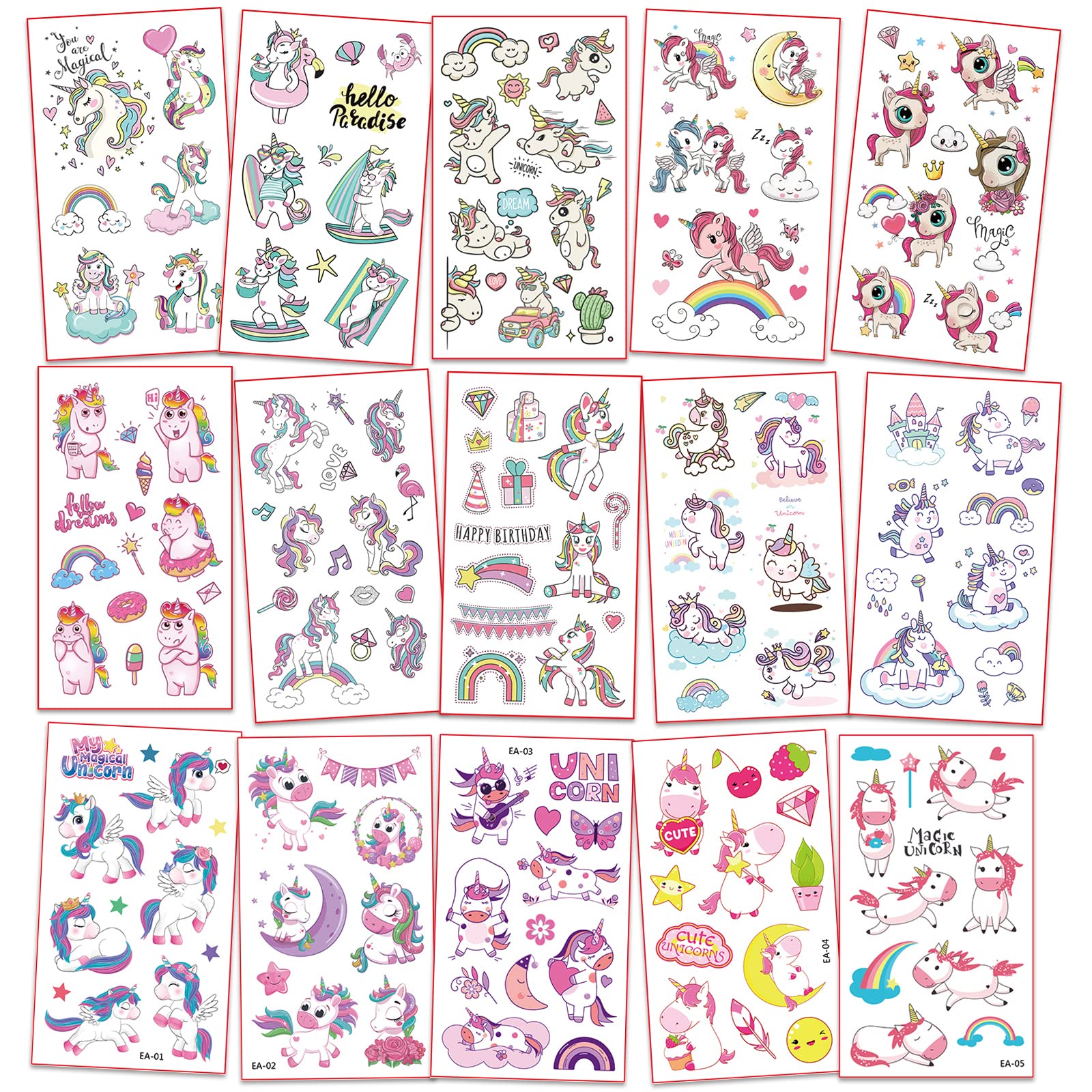 Metker Unicorn, Mermaid (260 PCS) kids waterproof temporary tattoos,children's temporary tattoo toys.Girl face tattoo stickers, girls temporary tattoos