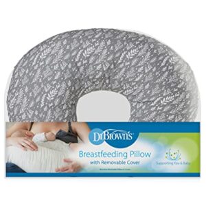 Dr. Brown's Breastfeeding Pillow with Removable Cover for Nursing Mothers, Machine Washable, Cotton Blend, Gray