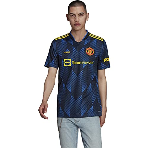 adidas Men's 2021-22 Manchester United 3rd Jersey (Glory Blue, Small)