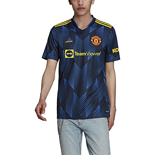 adidas Men's 2021-22 Manchester United 3rd Jersey (Glory Blue, Small)