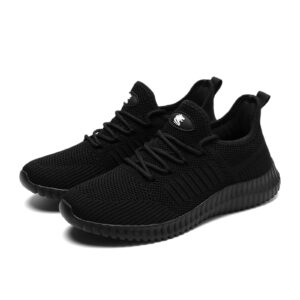 SK·TRIP Women's Walking Shoes Lightweight Breathable Flying Woven Mesh Upper Casual Jogging Shoes Ladies Tennis Shoes Workout Footwear Non-Slip Gym Sneakers for Women Allblack