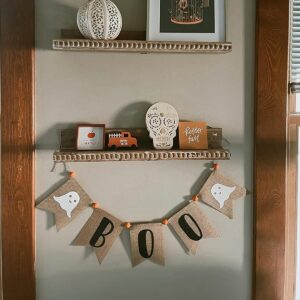 Boo Burlap Banner - Scary Halloween Decoration, Halloween Party Decorations, Here for The Boos Banner with Ghost, Fireplace Garland