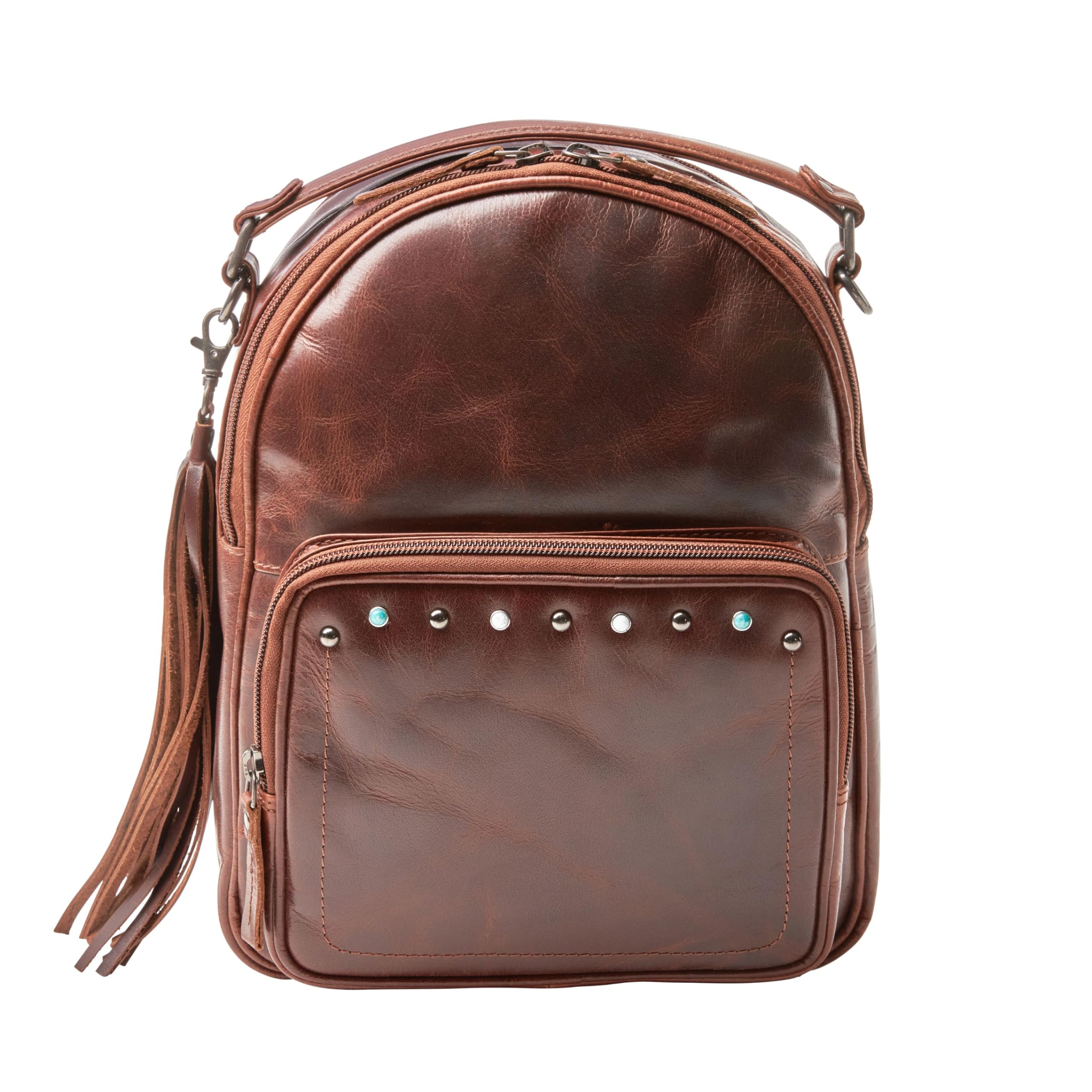 Lady Conceal Concealed Carry Sawyer Leather Backpack (Cognac)