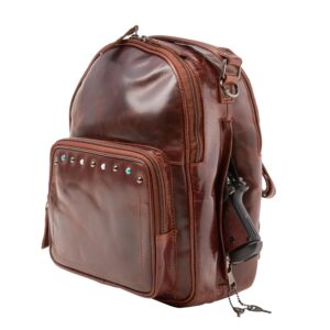 Lady Conceal Concealed Carry Sawyer Leather Backpack (Cognac)