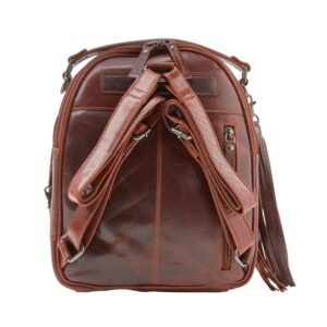 Lady Conceal Concealed Carry Sawyer Leather Backpack (Cognac)