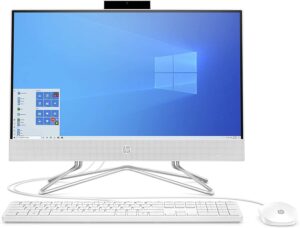 hp 2022 22'' all-in-one aio fhd ips desktop dual-core amd athlon silver 3050u 16gb ddr4 ram 512gb m.2 nvme ssd hdmi rj45 wifi ac bt webcam speaker dvd white windows 10 pro w/re accessories