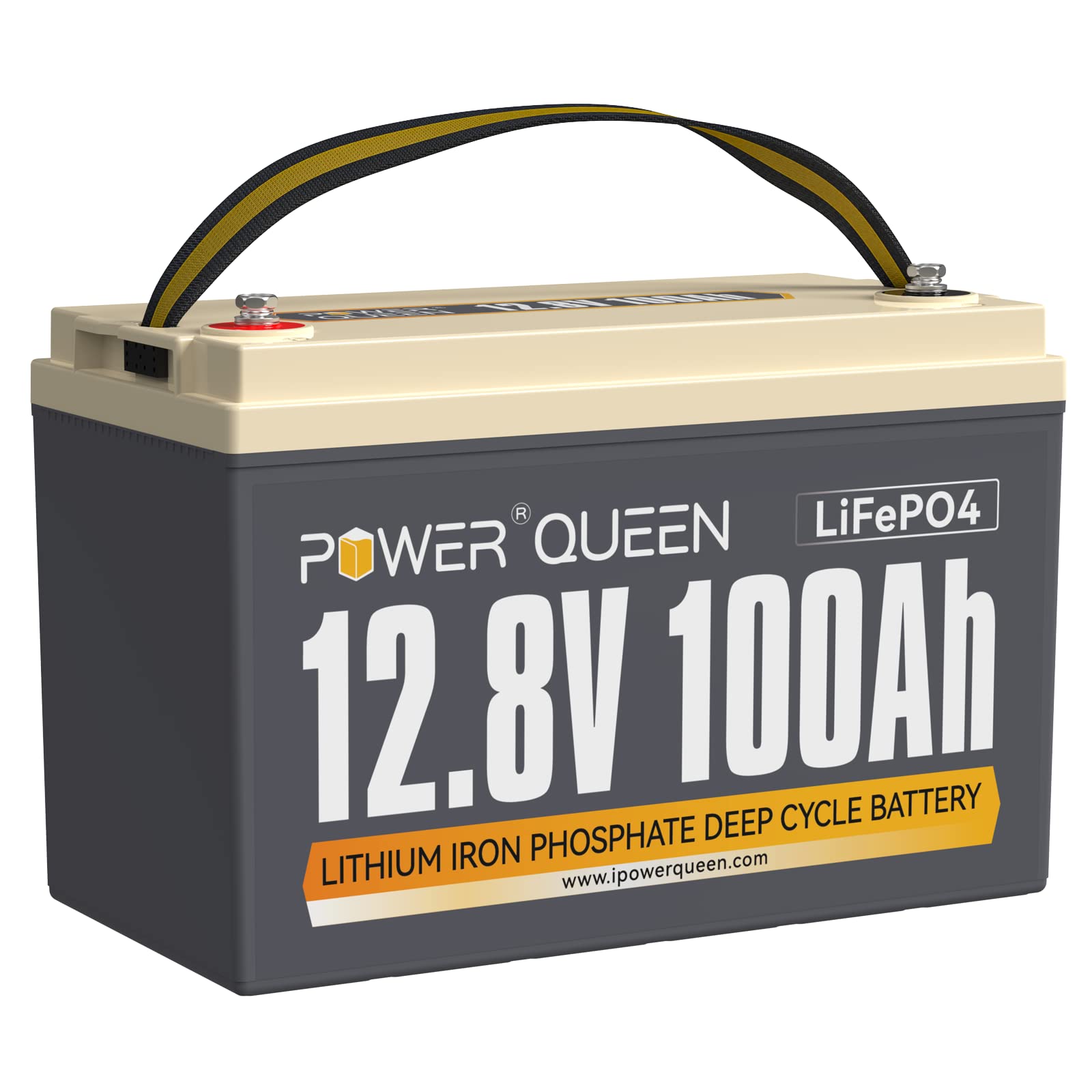 Power Queen 12V 100Ah LiFePO4 Battery, 1280Wh Lithium Battery with 100A BMS, Up to 15000 Rechargeable Cycles, Support in Series/Parallel, Perfect for RV Camping, Trolling Motor, Solar Power Storage