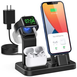 3 in 1 charging station compatible with apple watch iphone airpods with 15w adapter