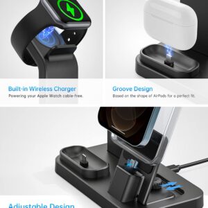 3 in 1 Charging Station Compatible with Apple Watch iPhone AirPods with 15W Adapter