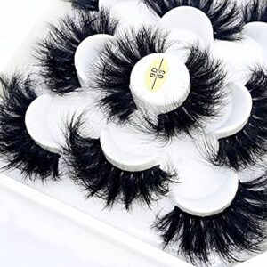 HBZGTLAD new 5 Pairs 25 mm 3d Mink Lashes Bulk Faux with Custom Natural Mink Lashes Pack Short Wholesales False Eyelashes (9D-03)