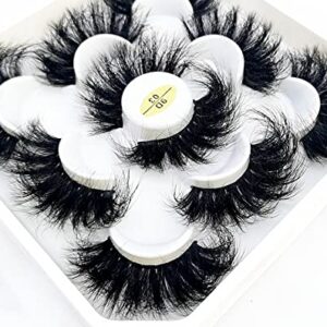 HBZGTLAD new 5 Pairs 25 mm 3d Mink Lashes Bulk Faux with Custom Natural Mink Lashes Pack Short Wholesales False Eyelashes (9D-03)